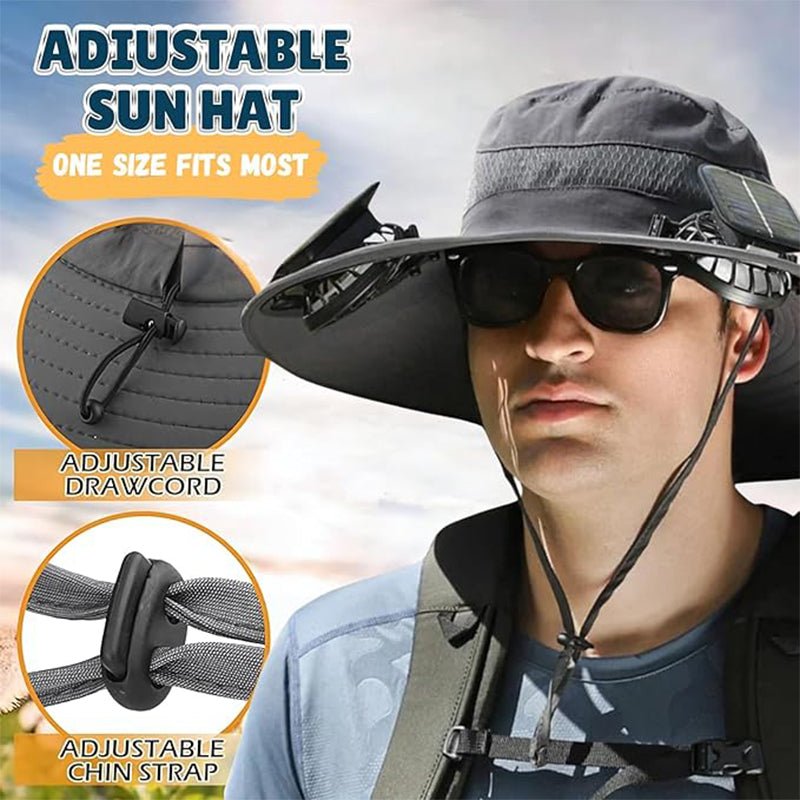 Wide Brim Sun Hat with Solar Fans – Outdoor Work, Fishing & Gardening ...