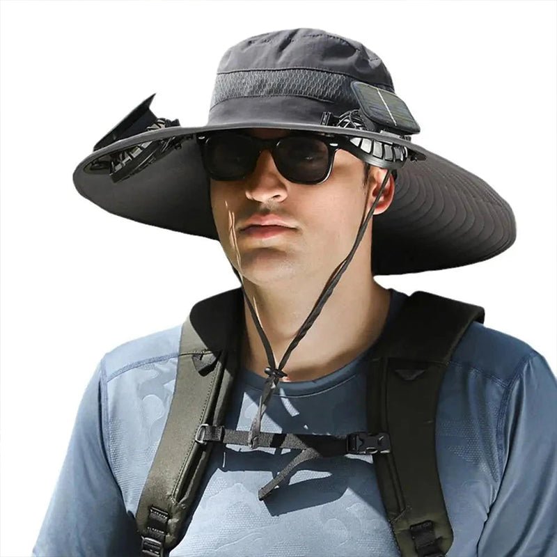 Wide Brim Sun Hat with Solar Fans – Outdoor Work, Fishing & Gardening ...